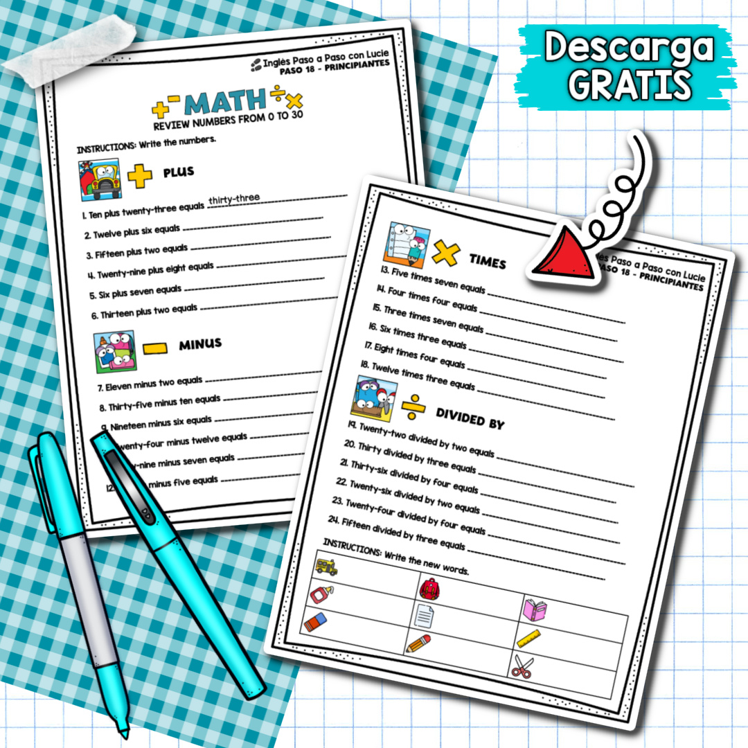 MATEMÁTICAS EN INGLÉS - Inglés Paso a Paso