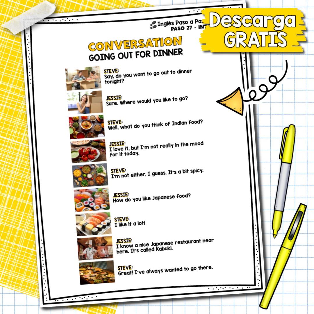 CONVERSACIÓN DE COMIDA EN INGLÉS - Inglés Paso a Paso
