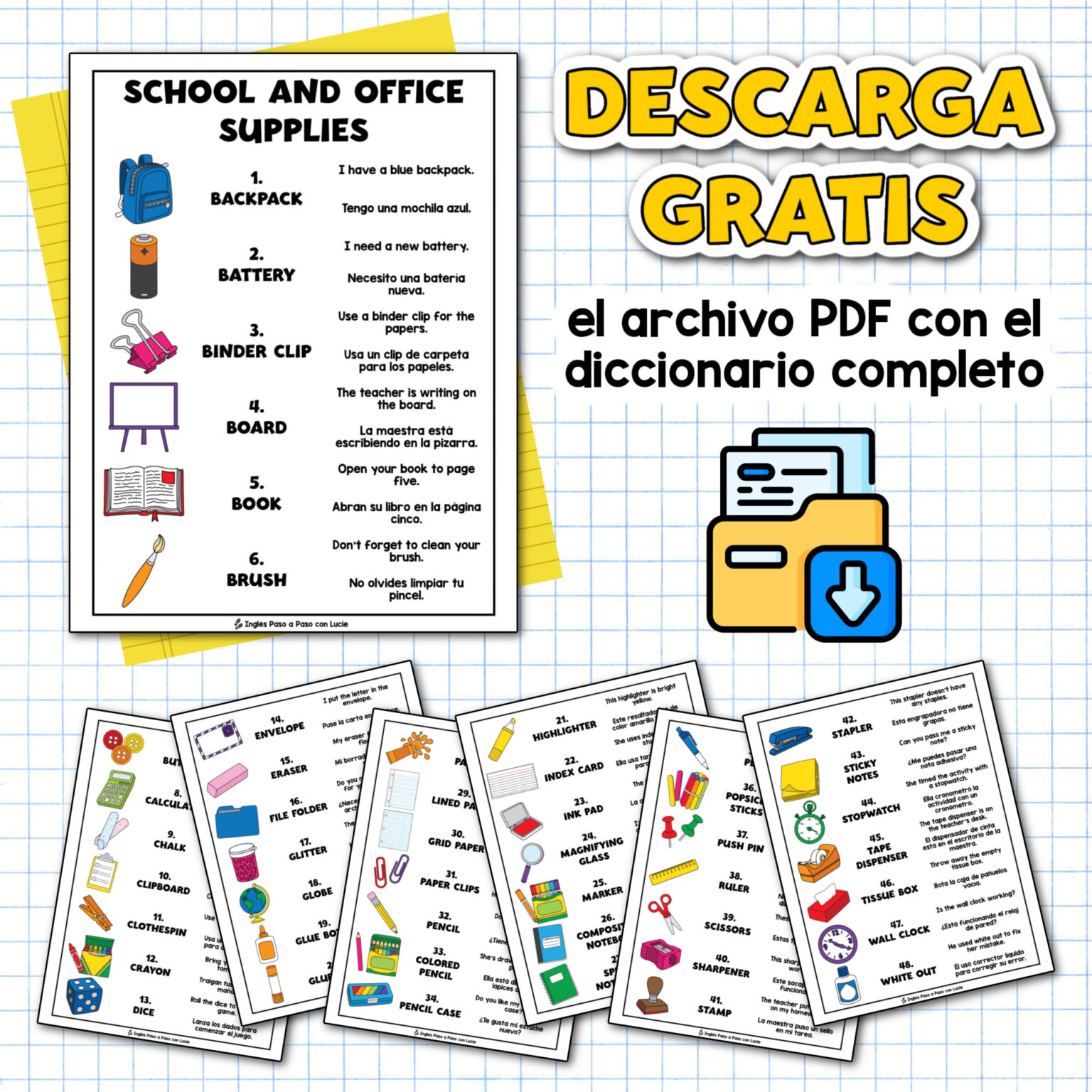 Diccionario de Útiles Escolares en Inglés